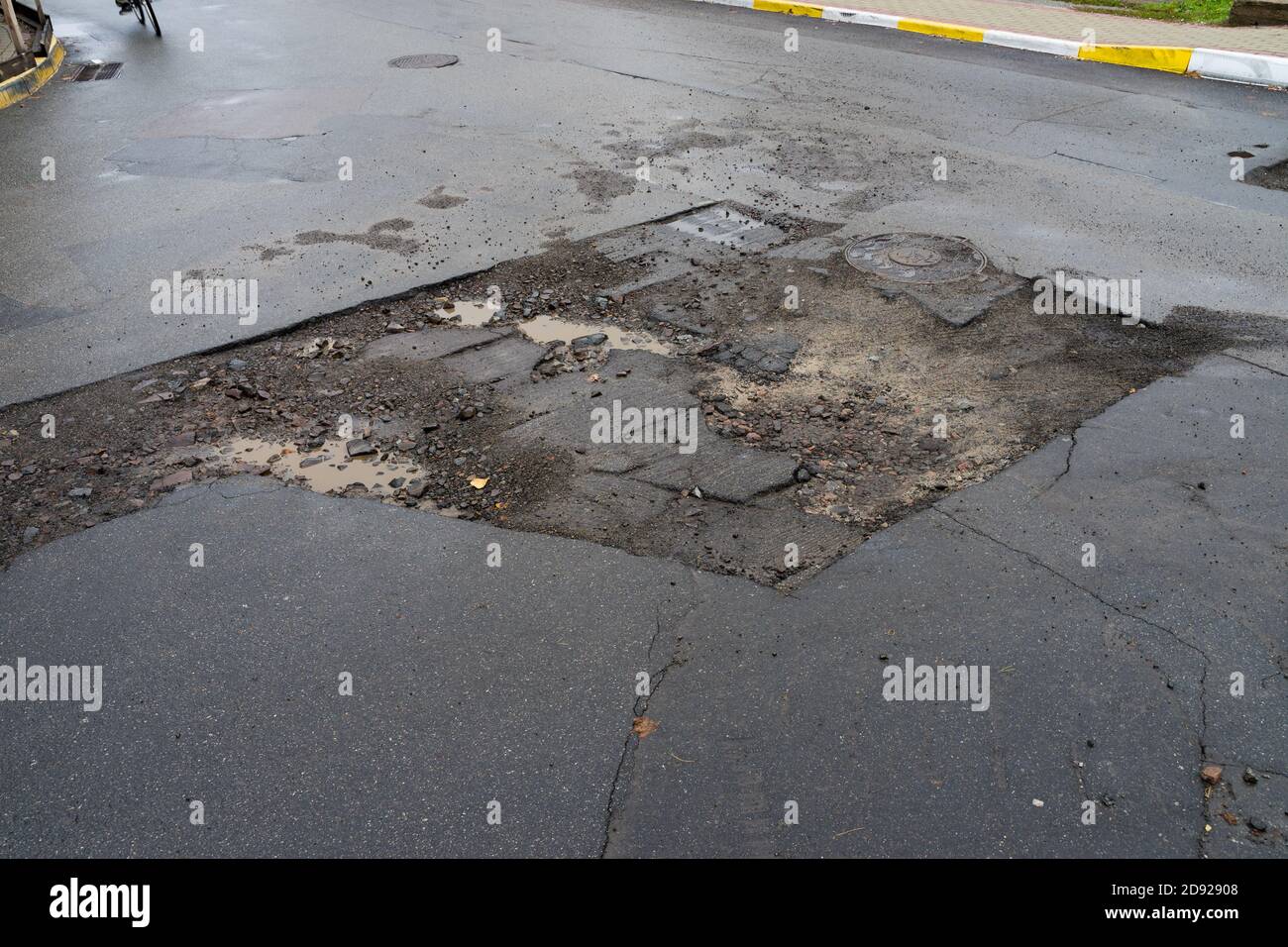 Preparation for cladding and partial repair of bad roads Stock Photo ...