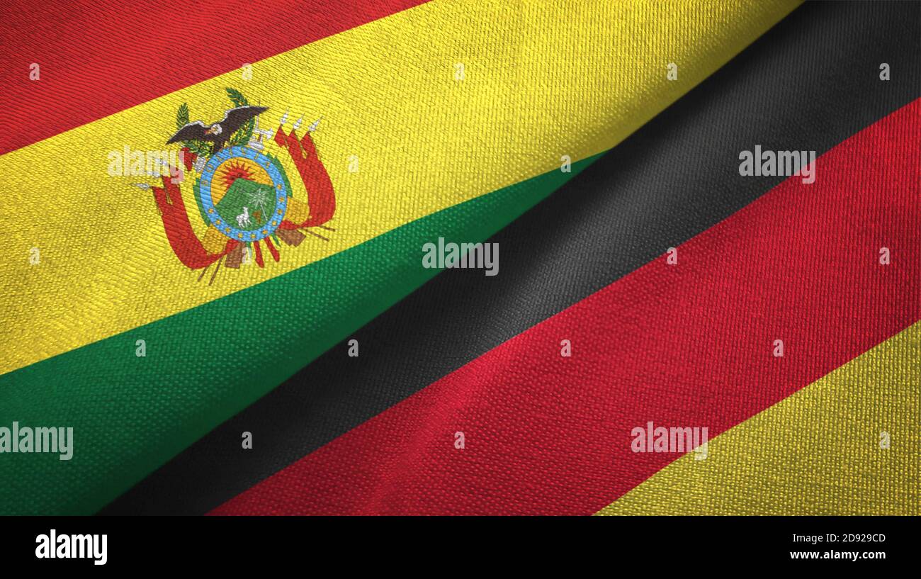 Bolivia and Germany two flags textile cloth, fabric texture Stock Photo ...
