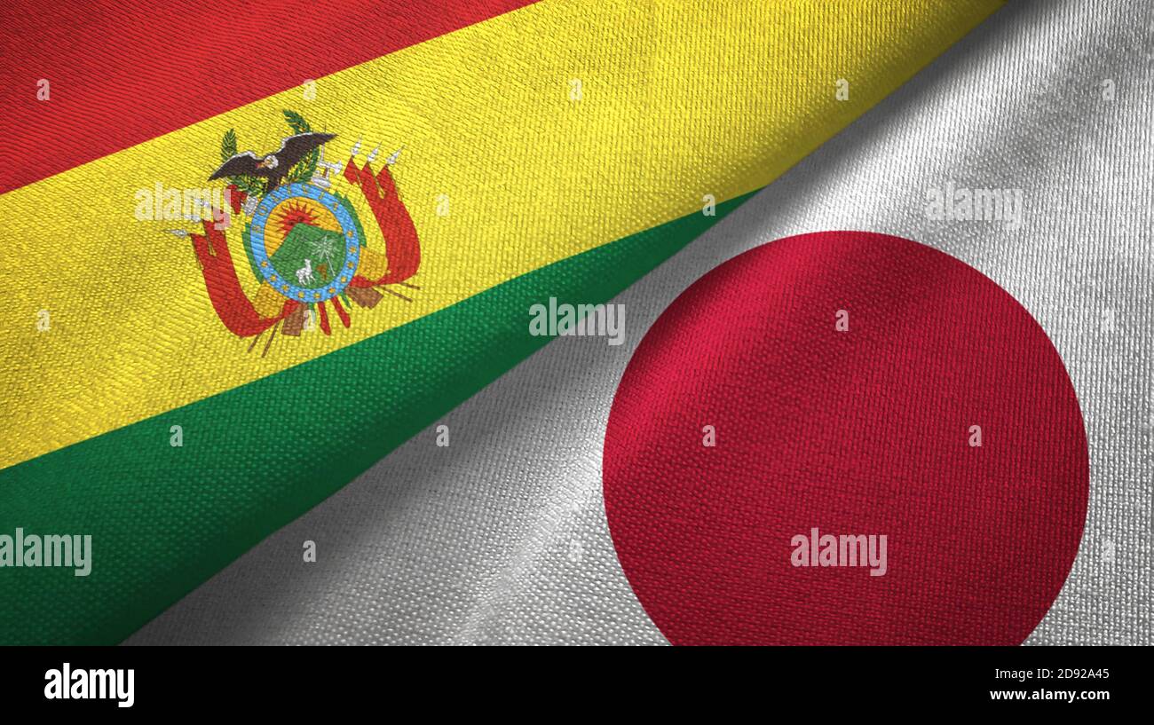 Bolivia and Japan two flags textile cloth, fabric texture Stock Photo ...