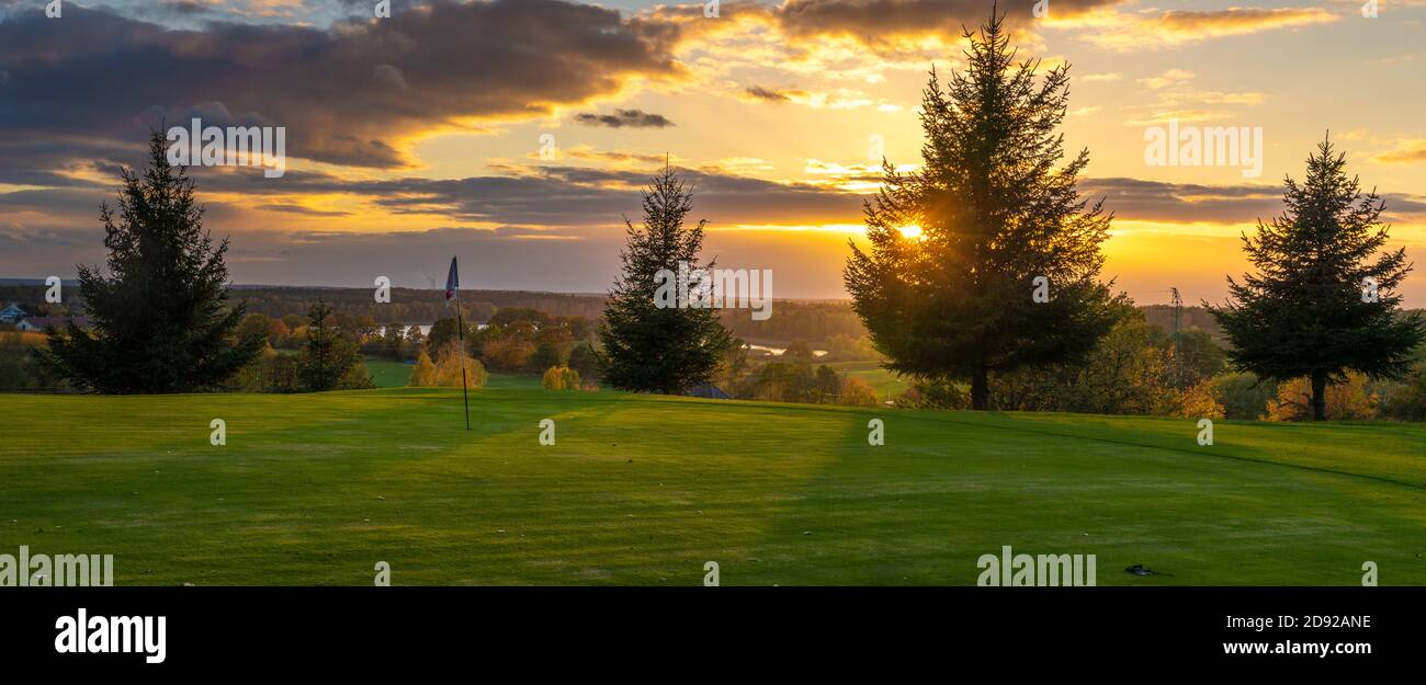 golf course on the hills in the fall entourage Stock Photo - Alamy