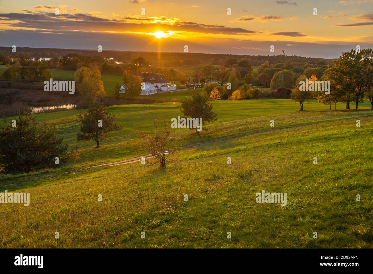golf course on the hills in the fall entourage Stock Photo - Alamy