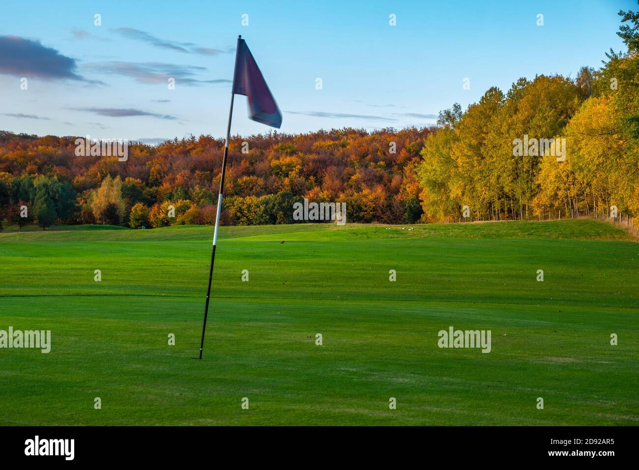 golf course on the hills in the fall entourage Stock Photo - Alamy