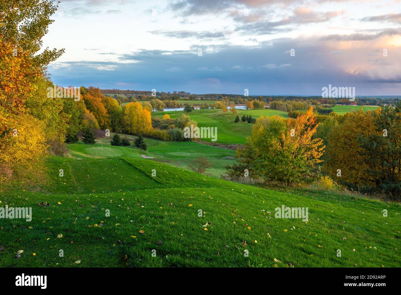 golf course on the hills in the fall entourage Stock Photo - Alamy