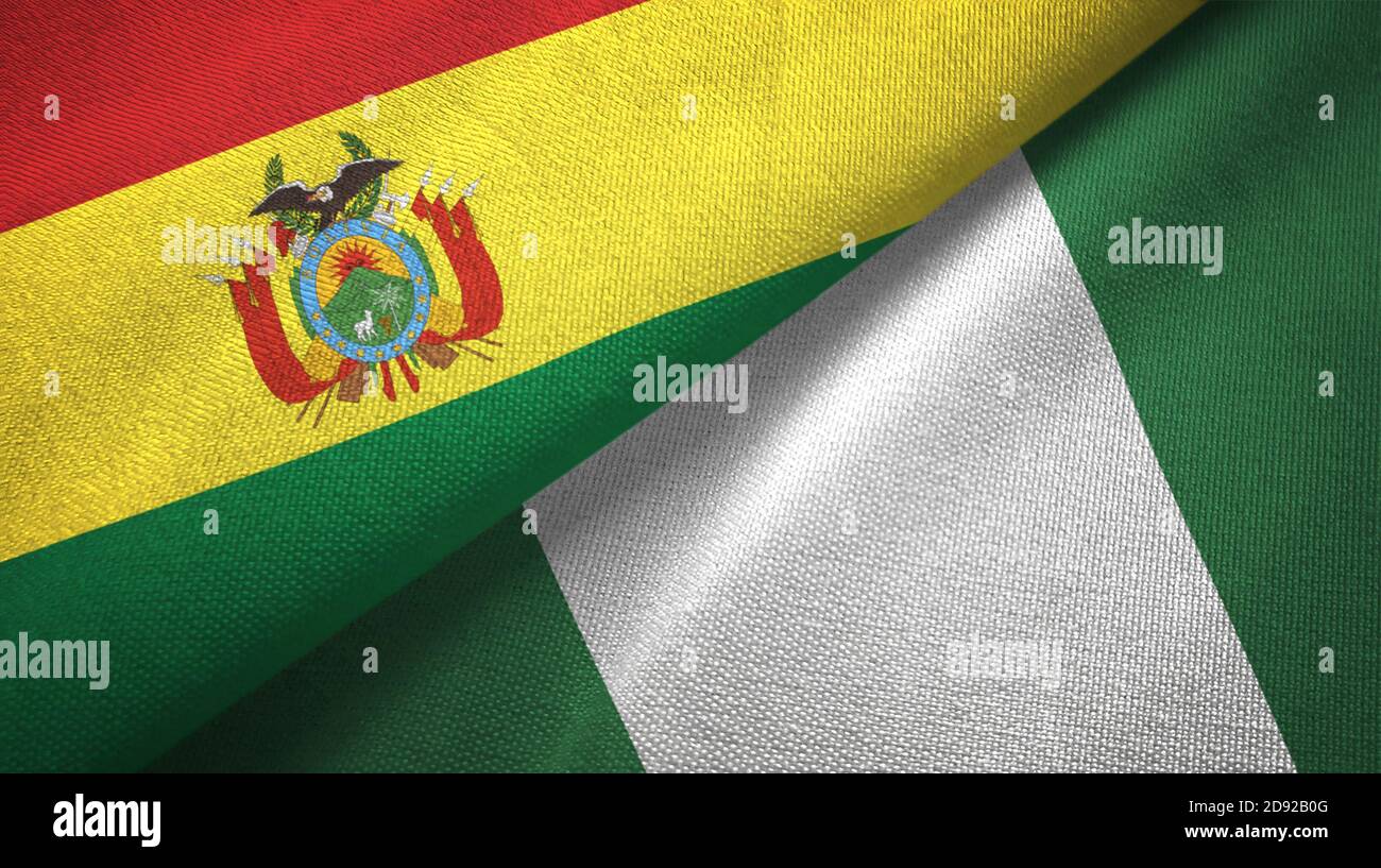 Bolivia and Nigeria two flags textile cloth, fabric texture Stock Photo ...