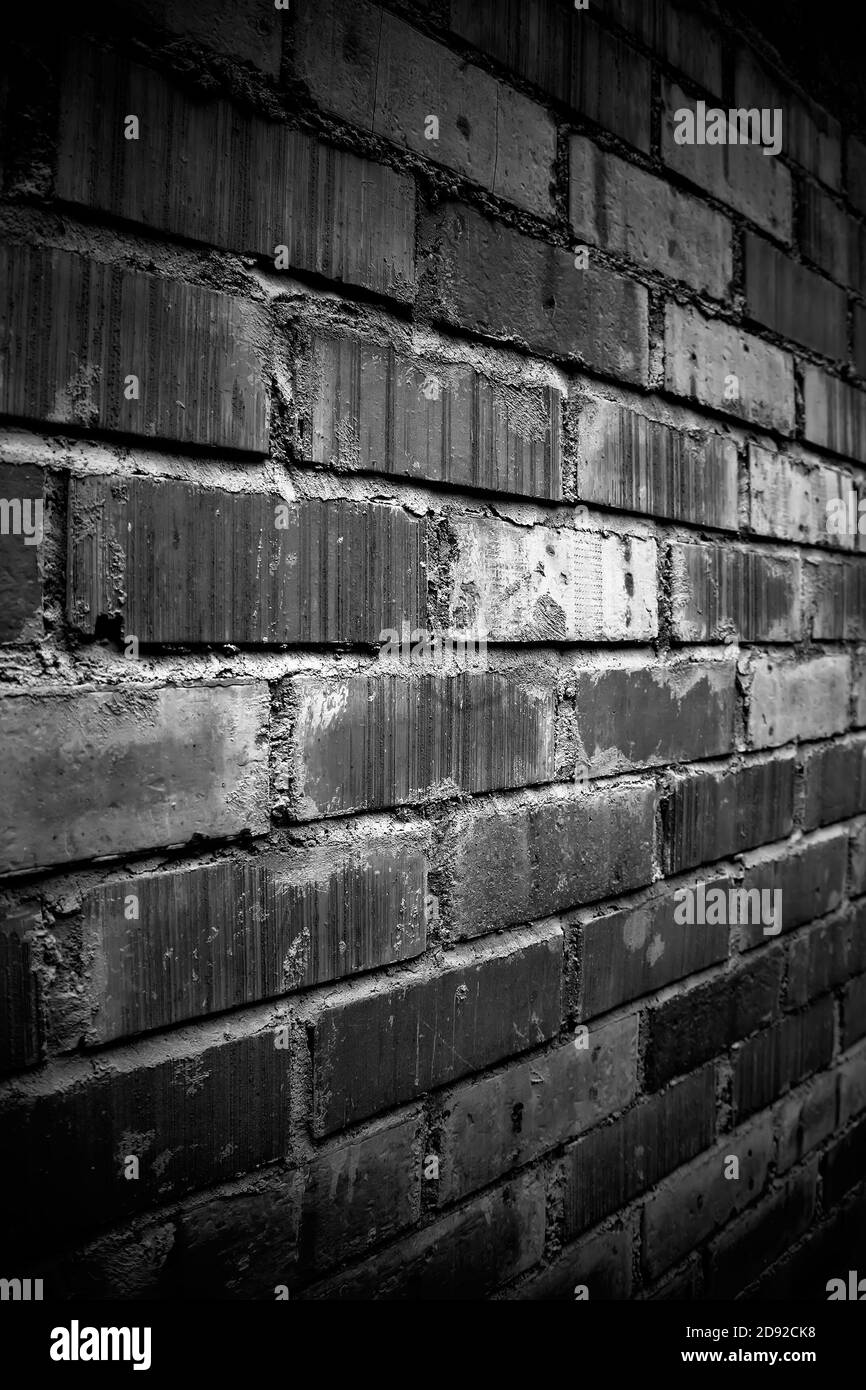 Exterior brick wall in urban street, construction and architecture ...