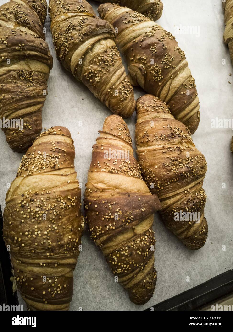Wholegrain croissants with seeds, pastry and bakery Stock Photo - Alamy