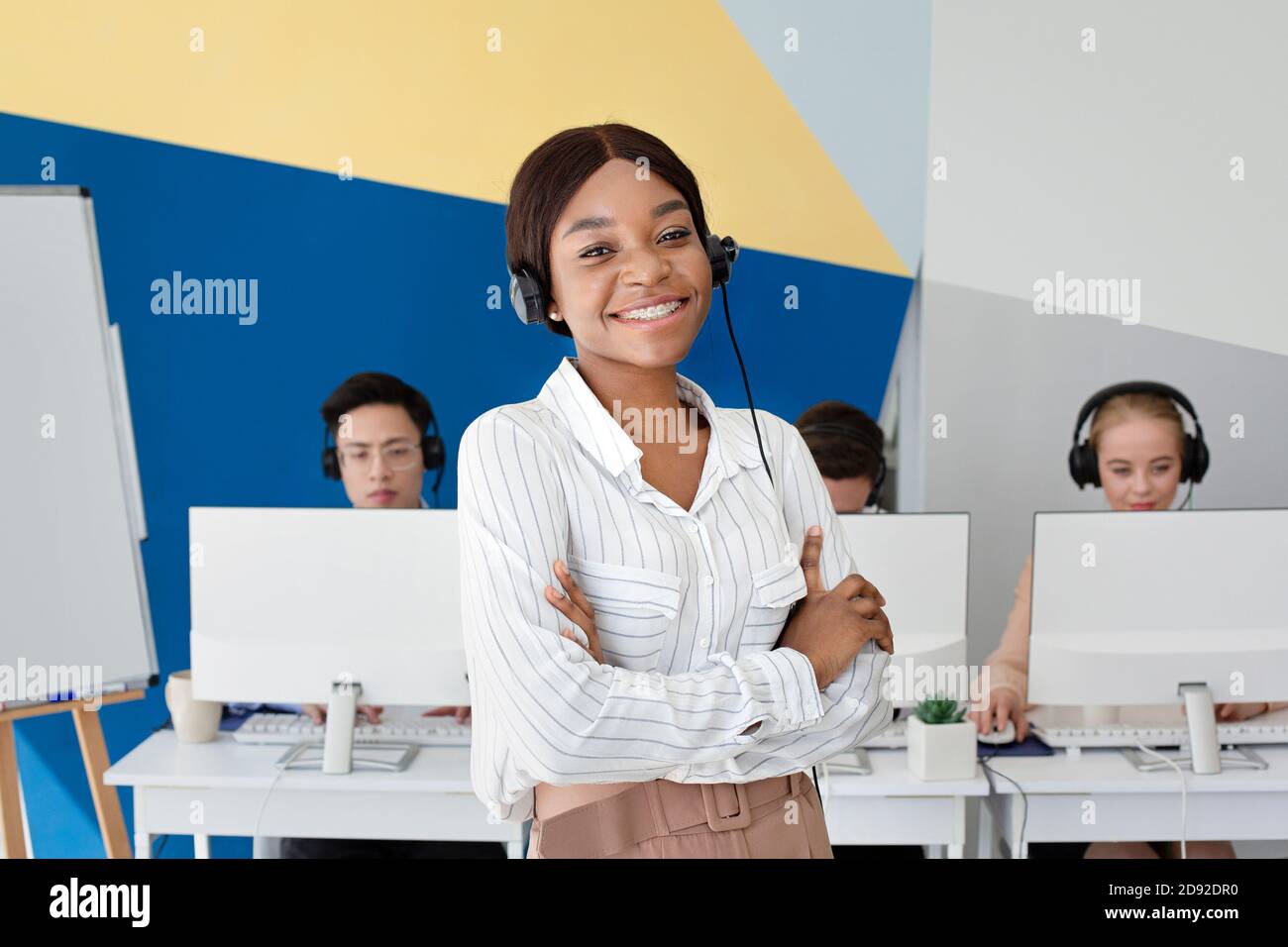 Camera helpdesk support man woman business hi-res stock photography and ...