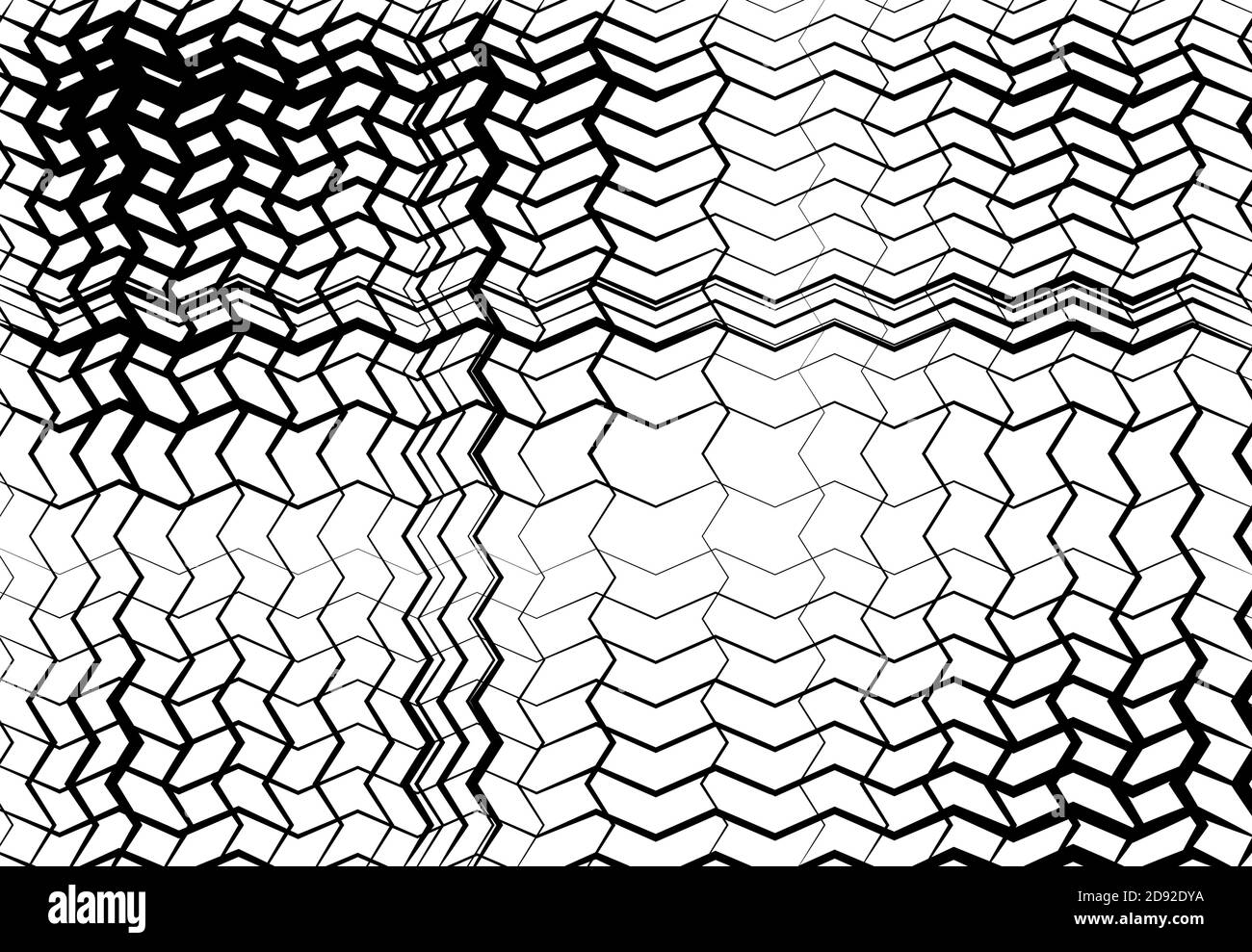 Zig-zag, criss-cross, serrated, crinkled angular grid, mesh, lattice or ...