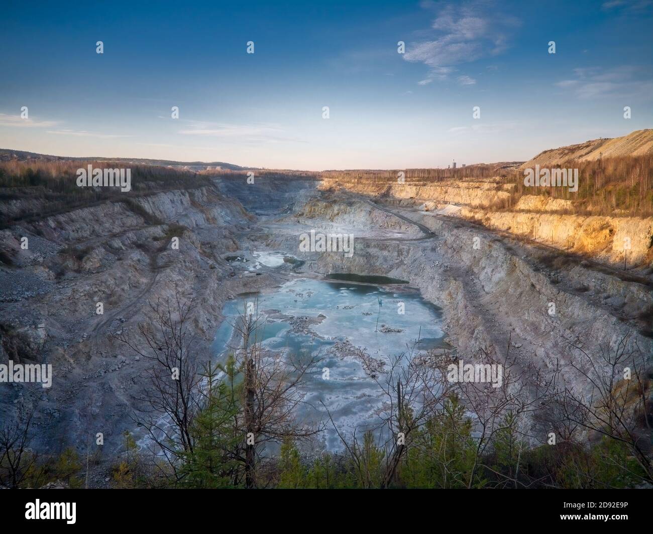 Great old quarry for limestone mining top view. Limestone quarry Stock ...