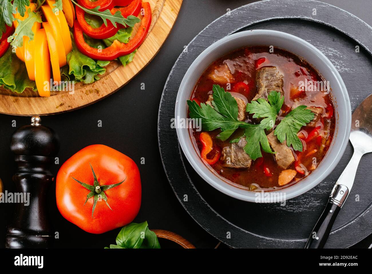 Traditional Georgian soup Kharcho with meat and rice Stock Photo - Alamy