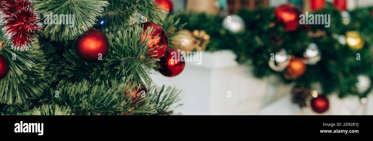 Horizontal panorama christmas tree decorated hi-res stock photography ...