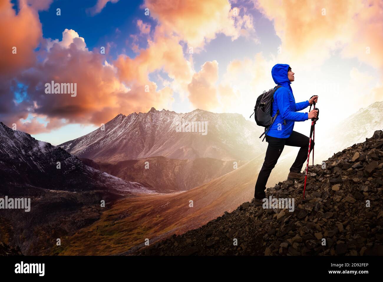 Adventurous Girl Hiking in the Canadian Mountains Stock Photo - Alamy