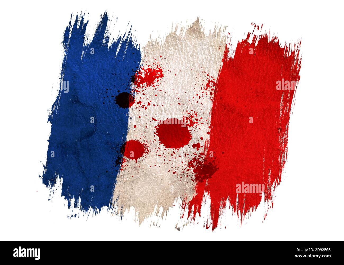 Vintage flag of France with blood drops. France flag and blood Stock ...