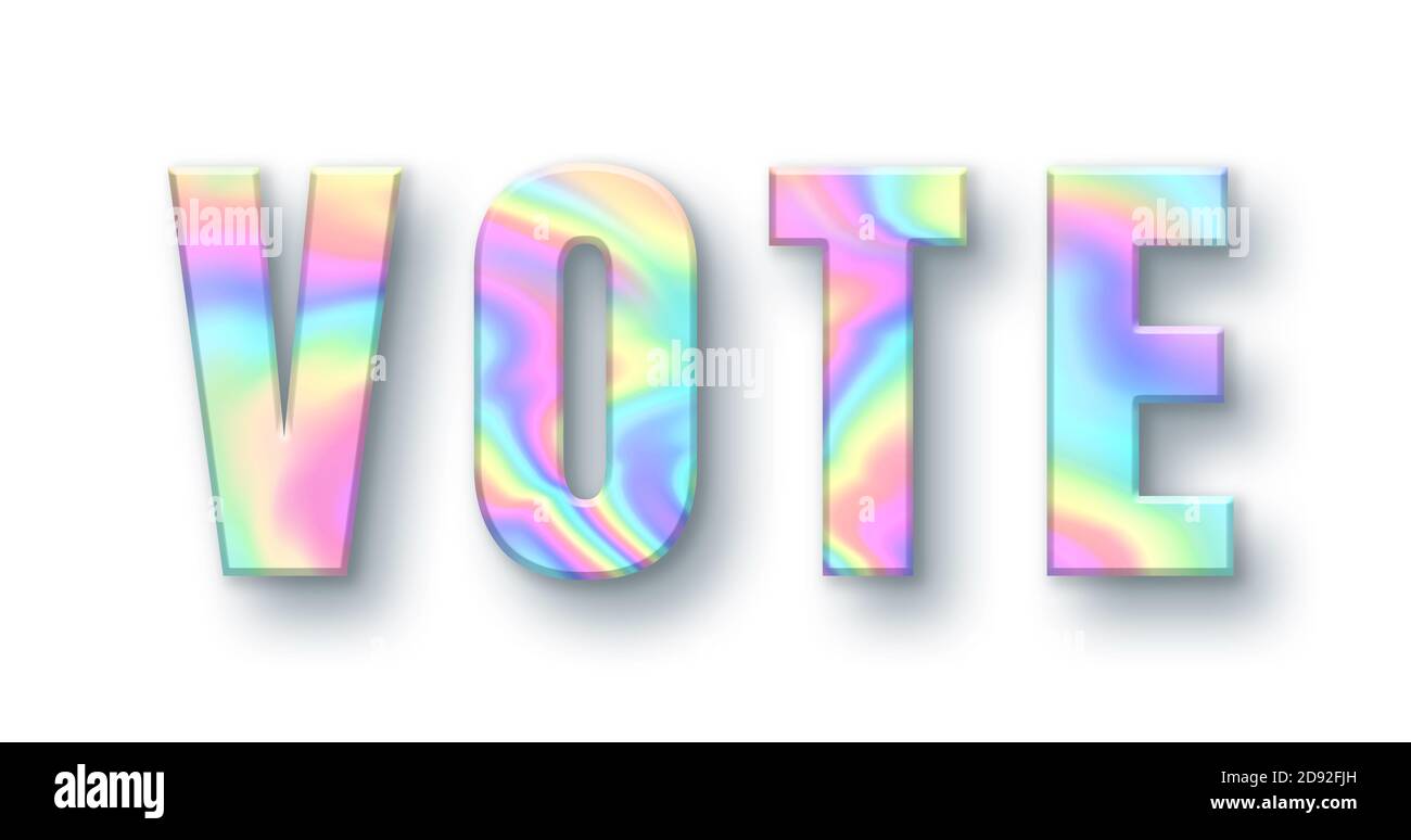 Typography with text of vote in glitch style. Text of Vote with ...