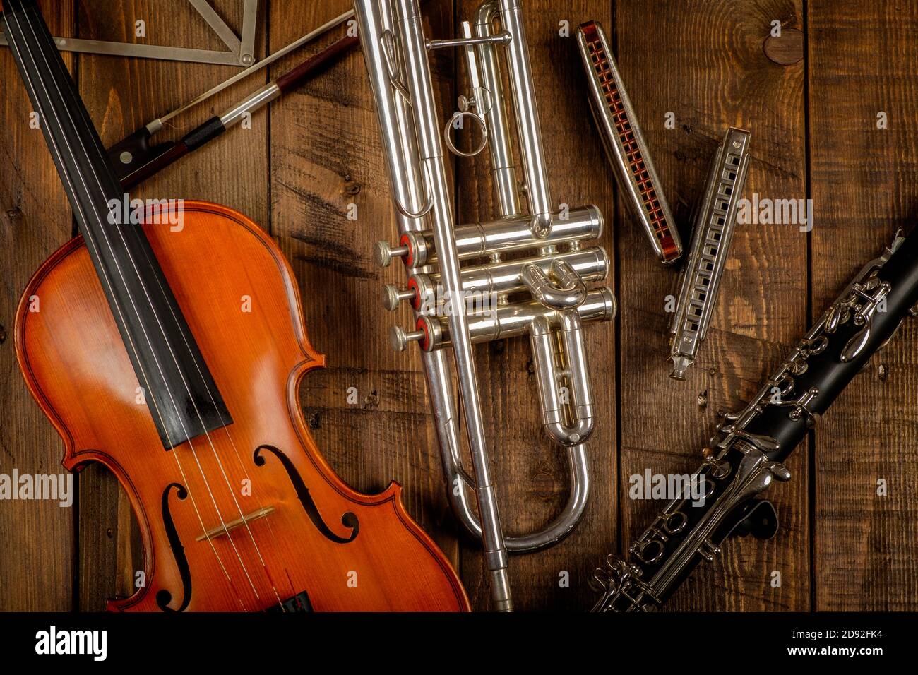 instrument in wood background Stock Photo - Alamy