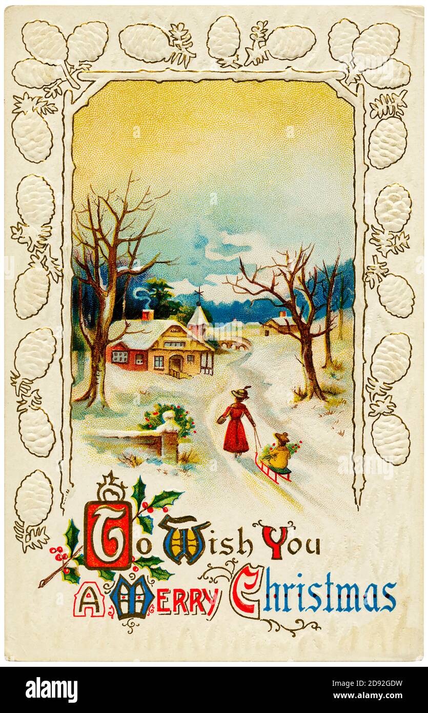 Christmas greetings card santa Cut Out Stock Images & Pictures - Alamy