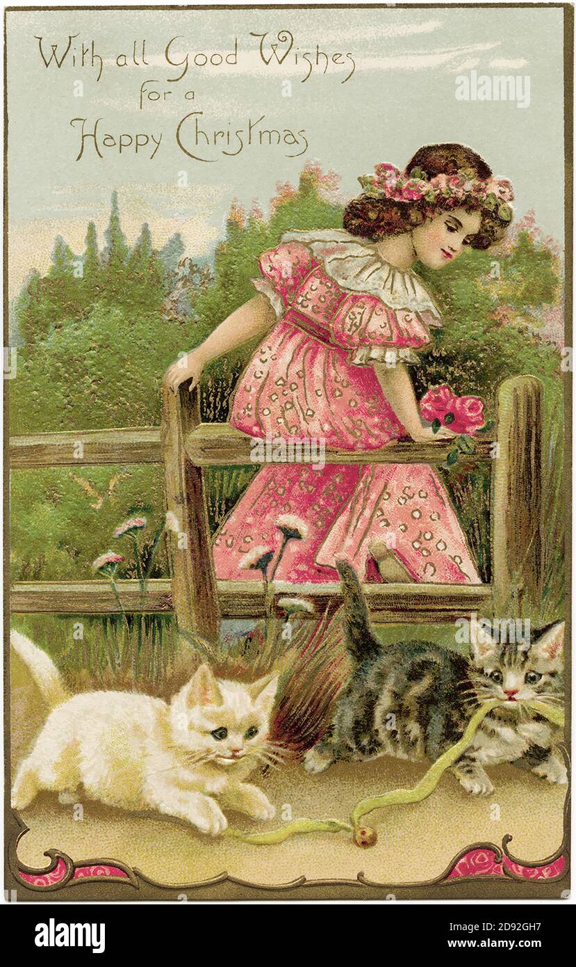 Christmas in a vintage and old way. Children celebrating X-mas Stock ...