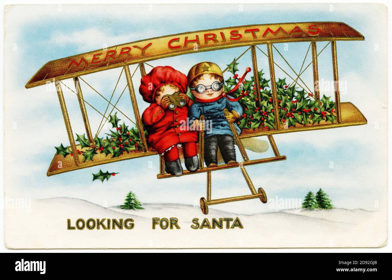 Christmas in a vintage and old way. Children celebrating X-mas Stock ...