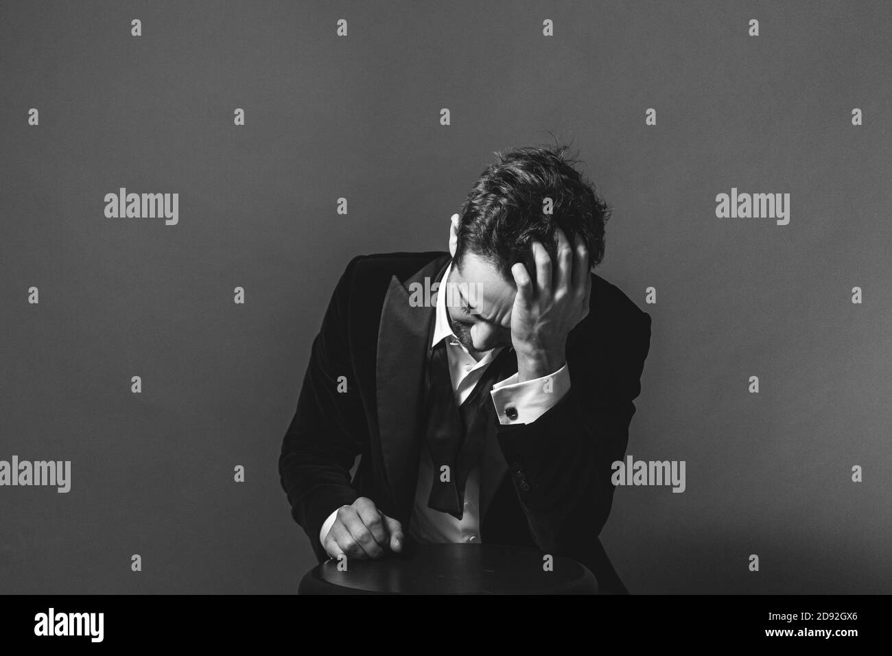 Serious upset caucasian man in Black and White Stock Photos & Images ...