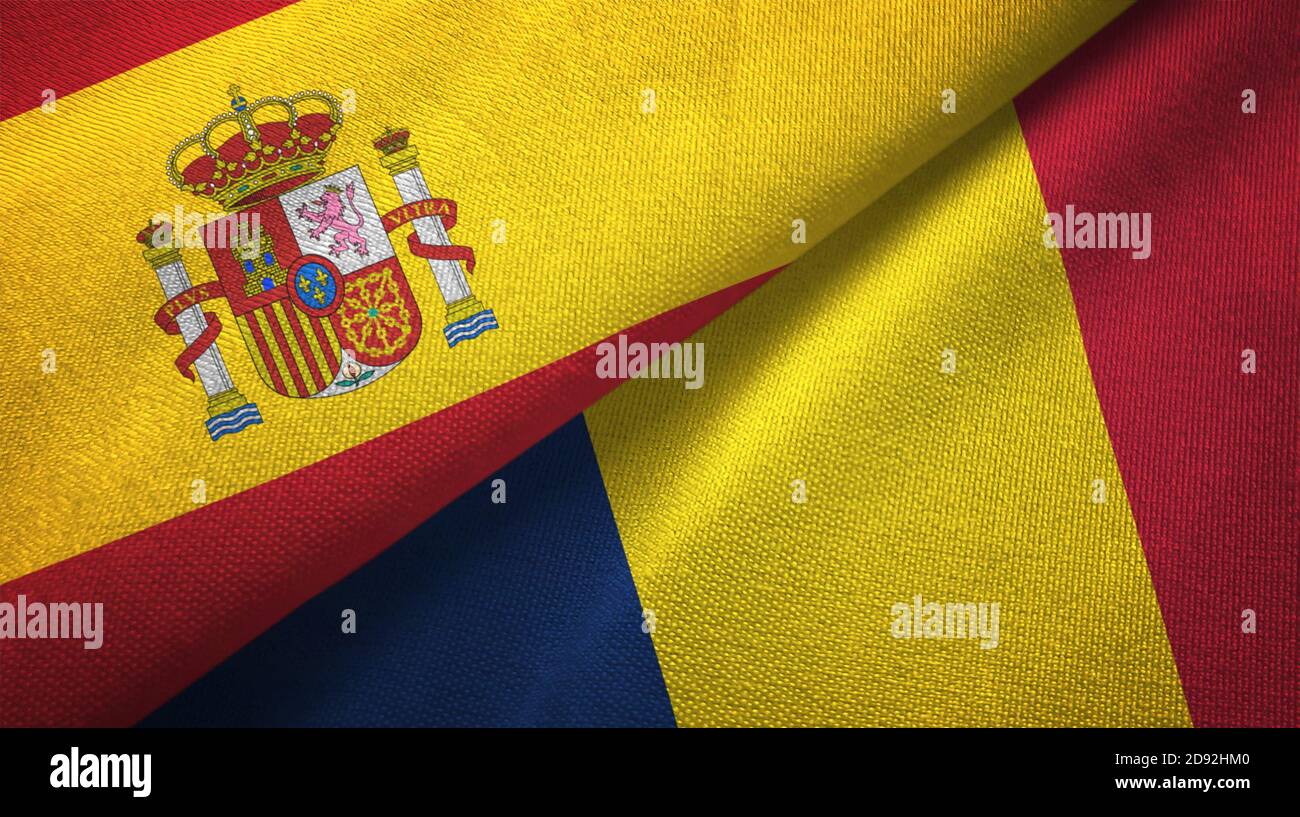 Spain and Chad two flags textile cloth, fabric texture Stock Photo - Alamy