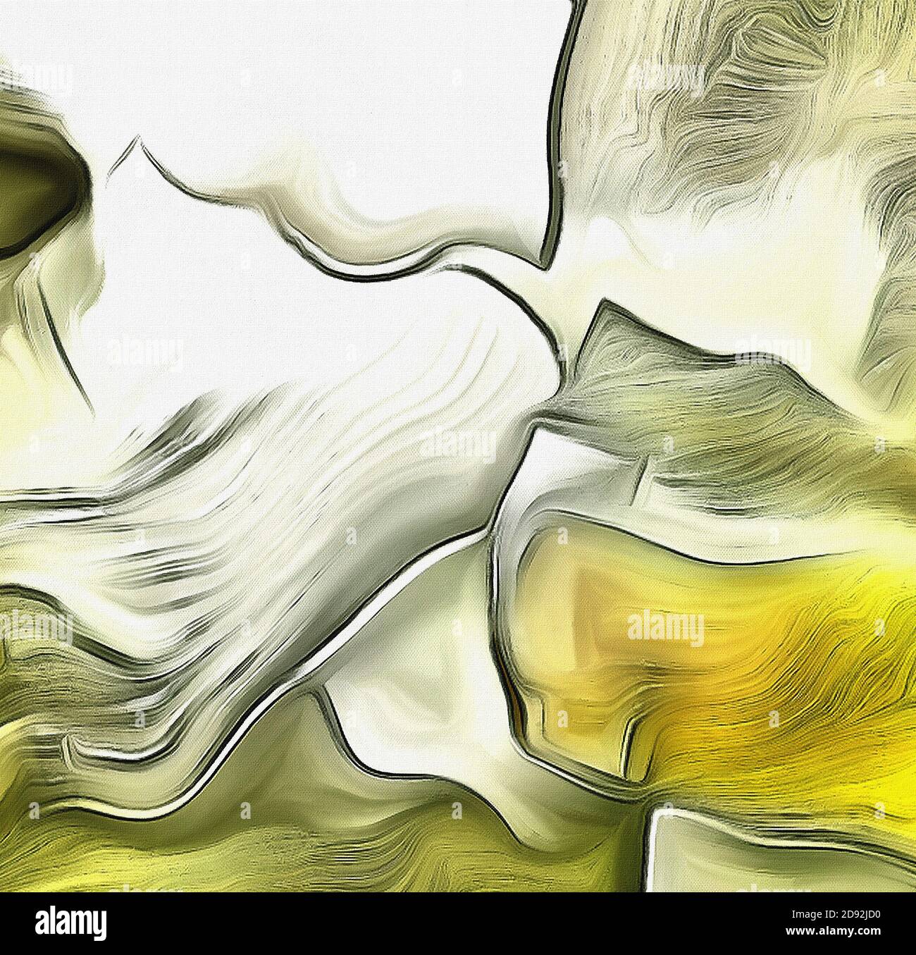 Abstract painting in muted colors. Fluid lines. 3D rendering Stock ...