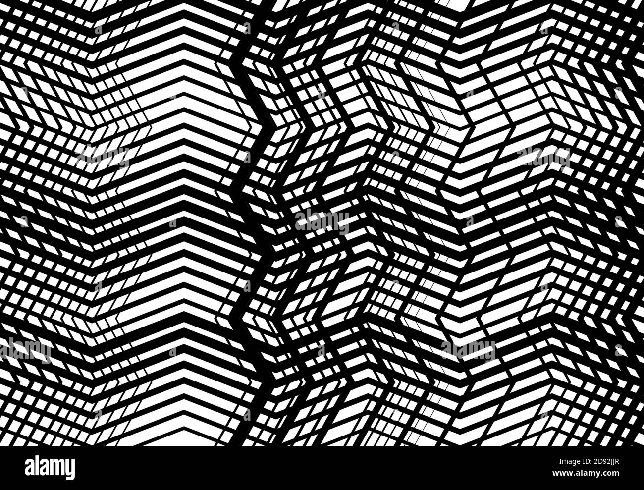 Zig-zag, criss-cross, serrated, crinkled angular grid, mesh, lattice or grating, grill of random ...