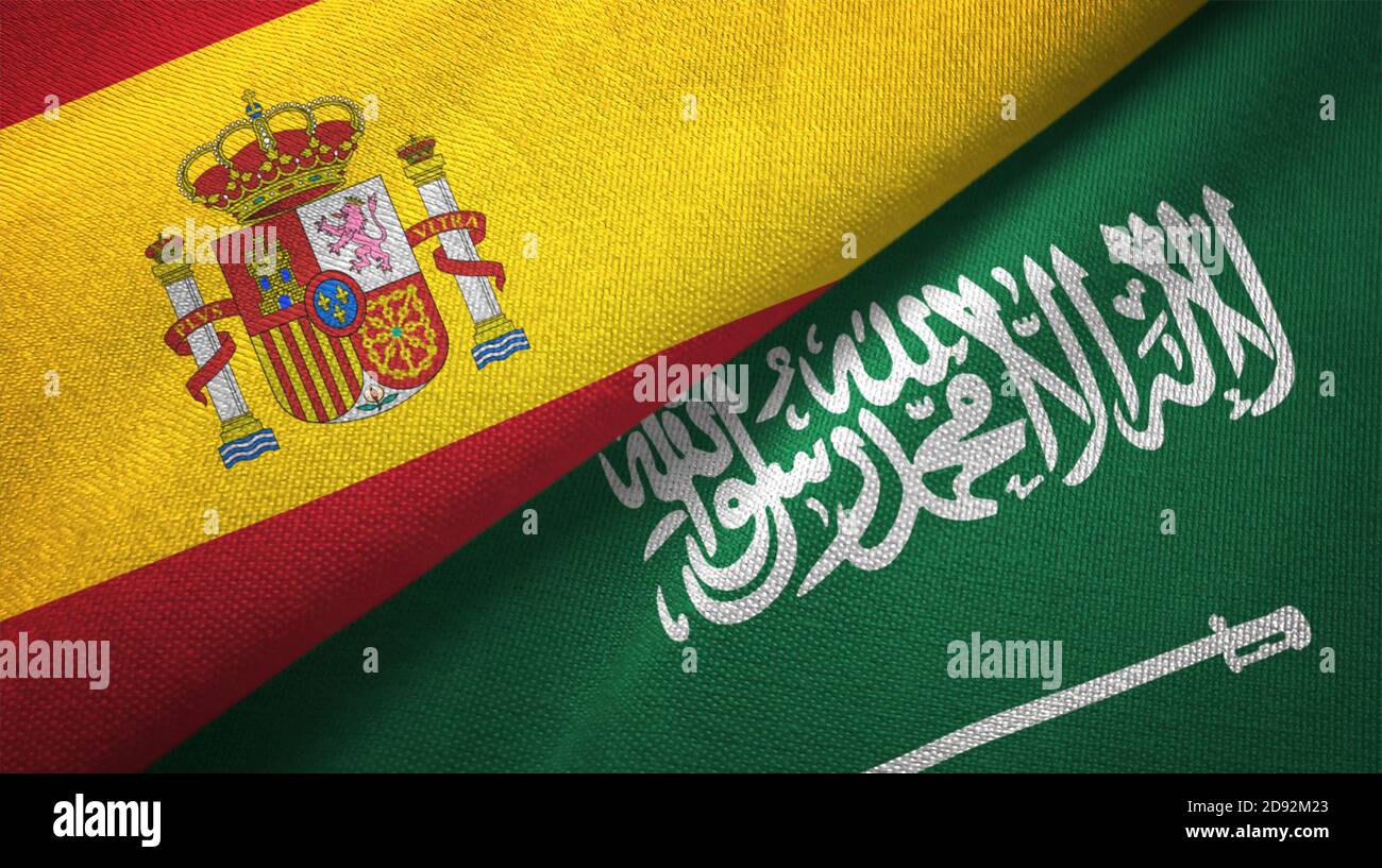 Spain and Saudi Arabia two flags Stock Photo - Alamy
