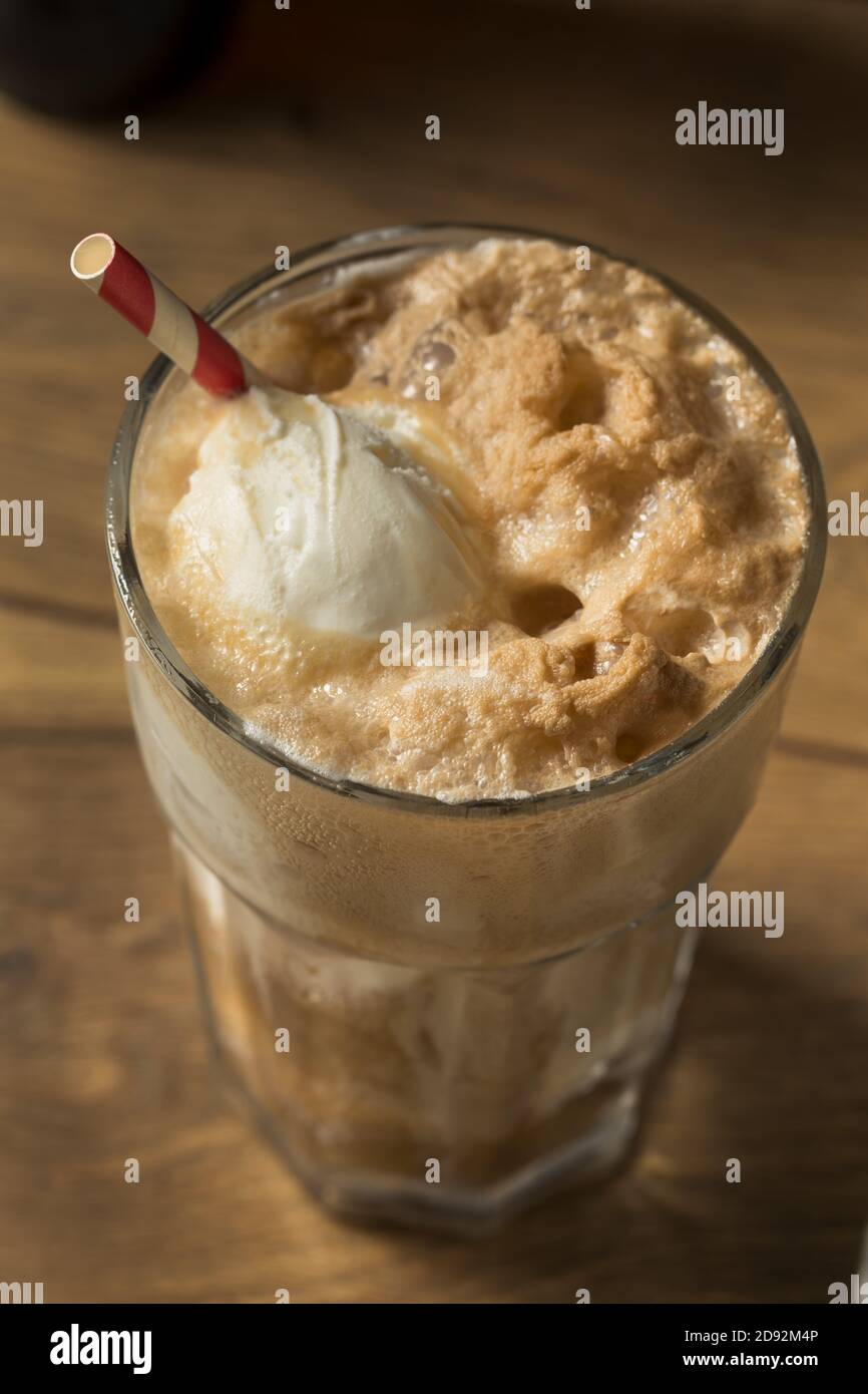 Homemade Brown Cow Ice Cream Float with Cola Stock Photo - Alamy