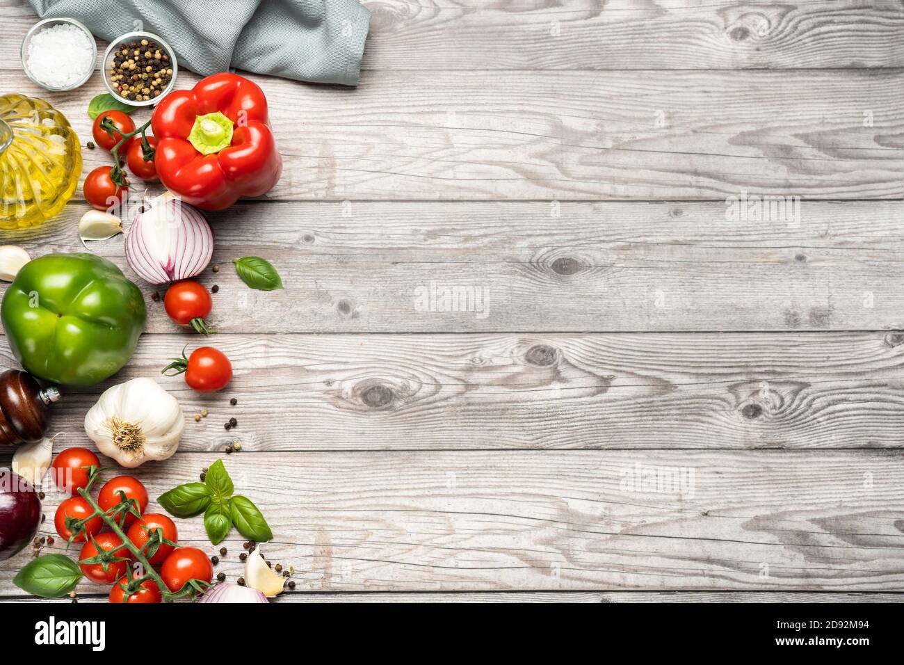Food cooking background with vegetables on gray wooden surface Stock ...