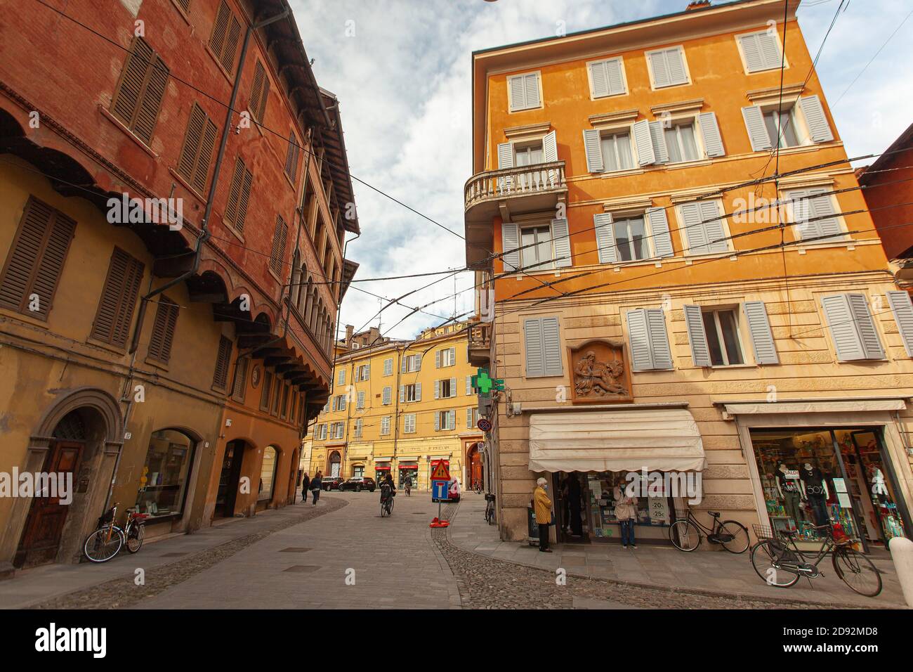 MODENA, ITALY 1 OCTOBER 2020: Historic building facade detail in Modena ...