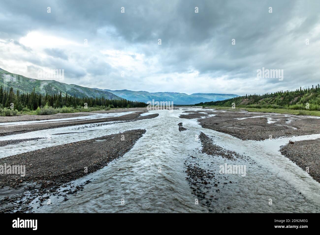River with glacial water in the Denali National Park, Alaska Stock ...