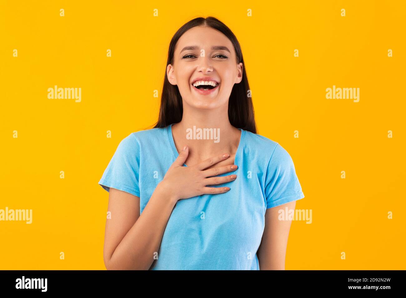 Happy woman laughing hi-res stock photography and images - Alamy