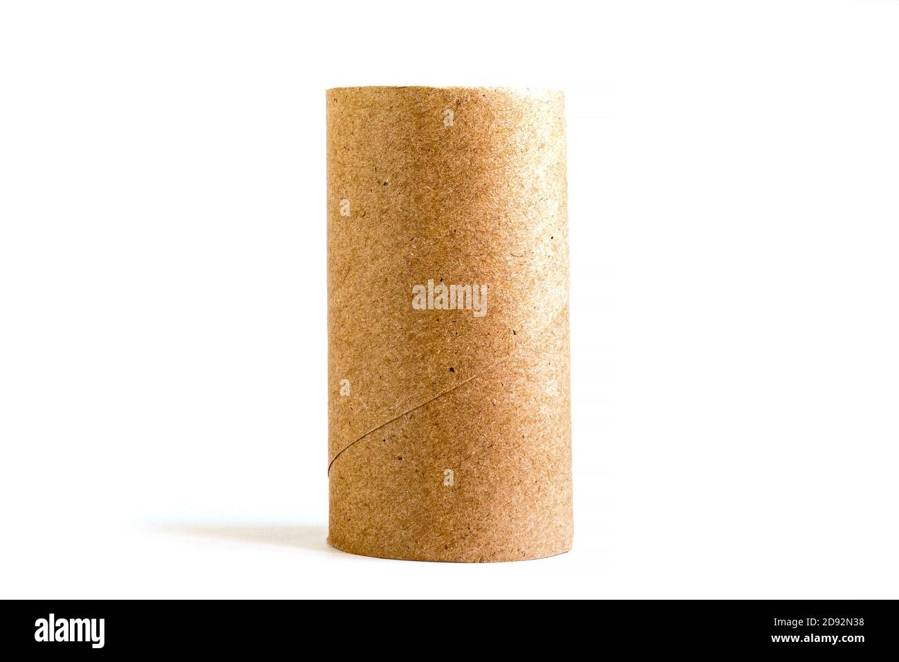 Isolated single cardboard paper tube on white background. Close-up of ...