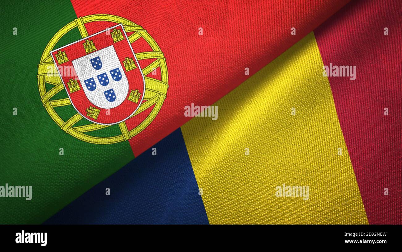 Portugal and Chad two flags textile cloth, fabric texture Stock Photo ...