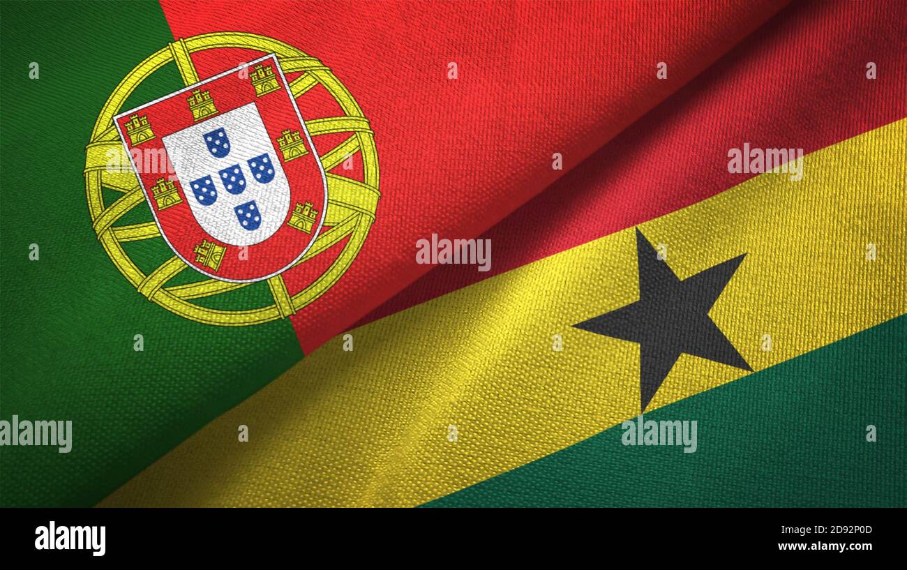 Portugal and Ghana two flags textile cloth, fabric texture Stock Photo ...