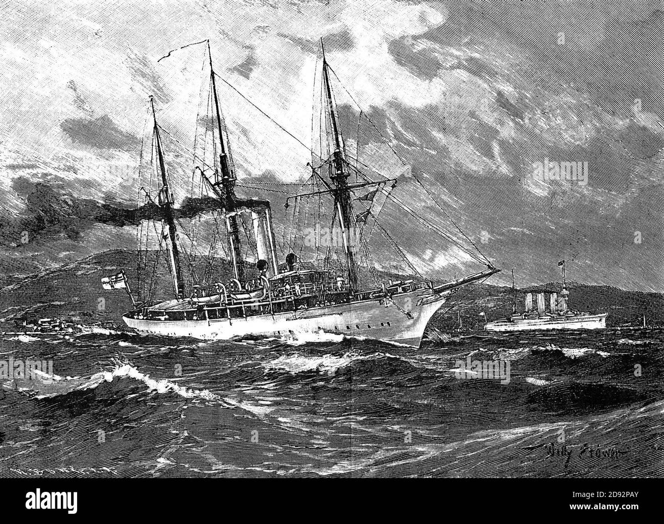 Kanonenboot SMS RESTAURADOR 1903 vor der venezolanischen Küste. im ...