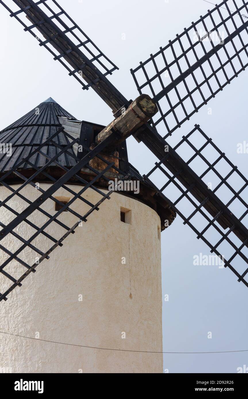 Rotating cap and windshaft of a windmill in Campo de Criptana. Castile ...