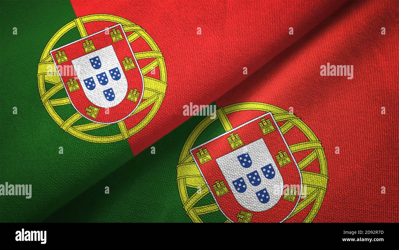 Portugal two flags textile cloth, fabric texture Stock Photo - Alamy