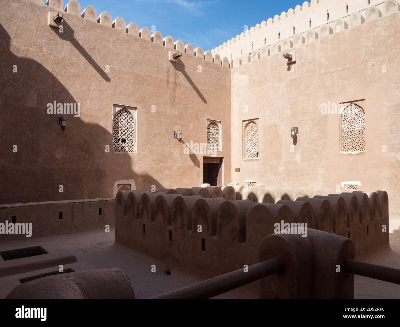 Inner courtyard of Al Hazm castle in Al Rustaq, Oman Stock Photo - Alamy