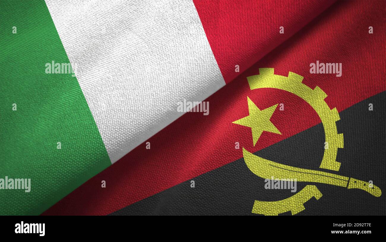 Italy and Angola two flags textile cloth, fabric texture Stock Photo ...