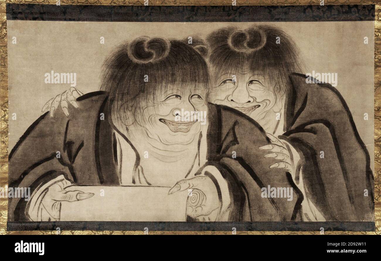 Kanzan and Jittoku by SesshûTôyô, Muromachi Stock Photo - Alamy