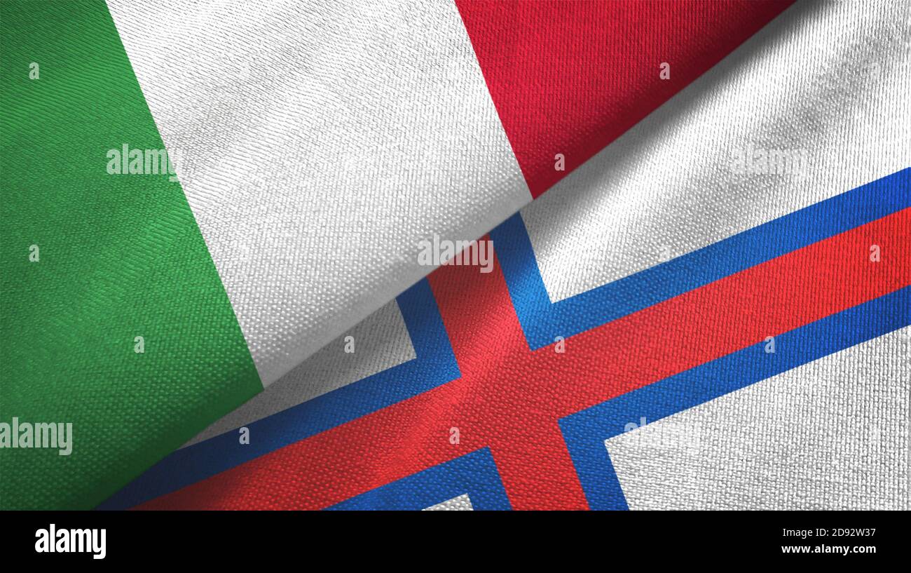 Italy and Faroe Islands two flags textile cloth, fabric texture Stock ...