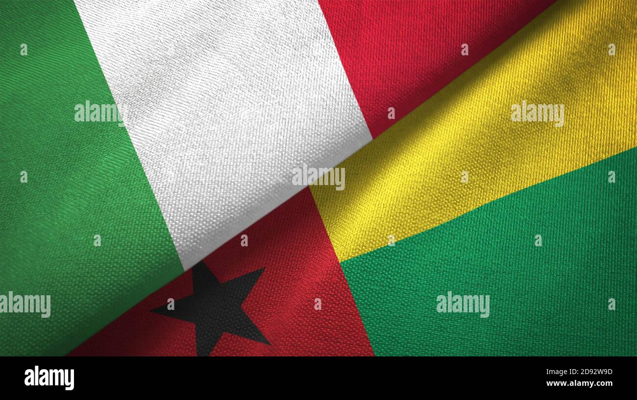 Italy and Guinea-Bissau two flags textile cloth, fabric texture Stock ...