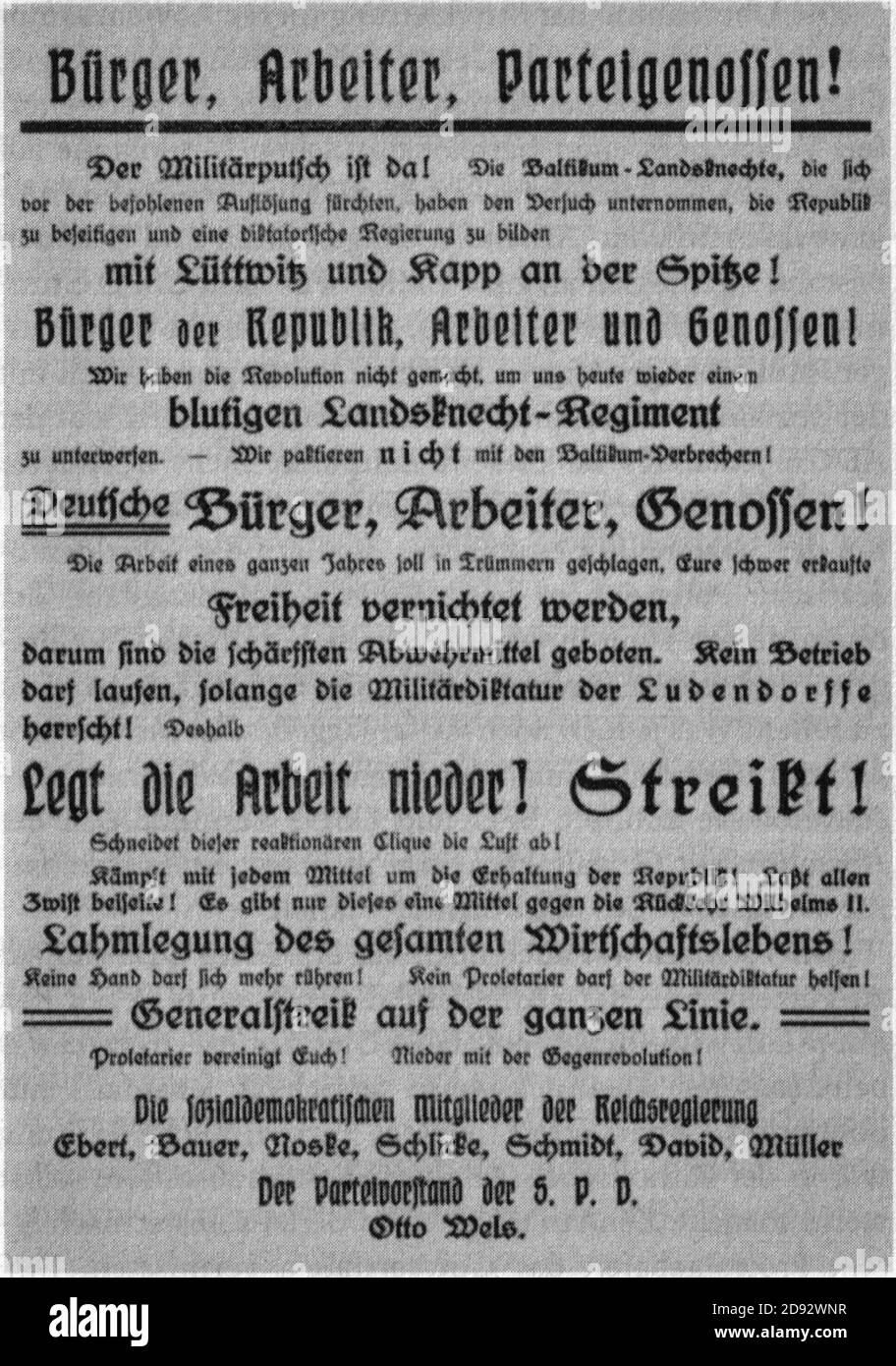 Kapp putsch Black and White Stock Photos & Images - Alamy