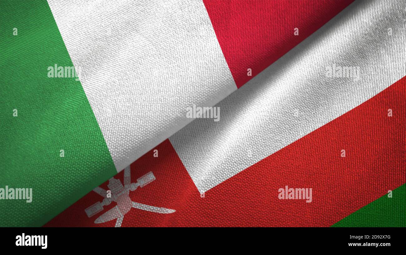 Italy and Oman two flags textile cloth, fabric texture Stock Photo - Alamy