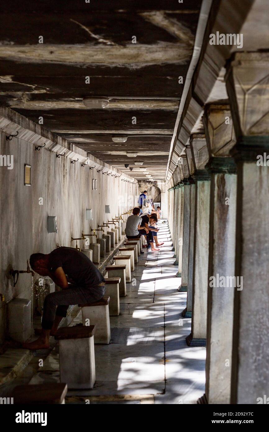 People at a rest area. Washing face and having a break. Turkey Stock ...
