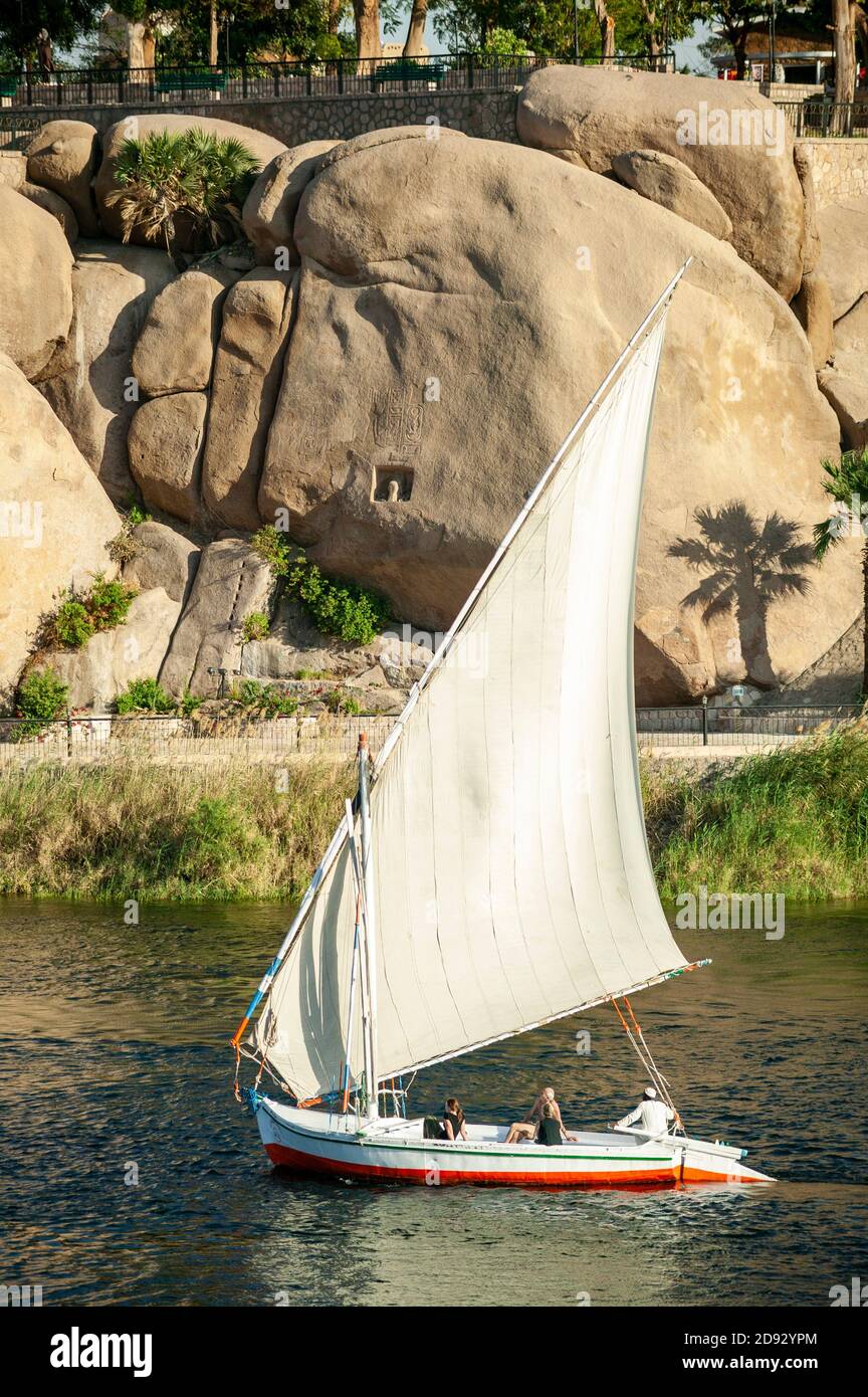 Felucca sailing boat on the River Nile, Aswan, Egypt Stock Photo - Alamy