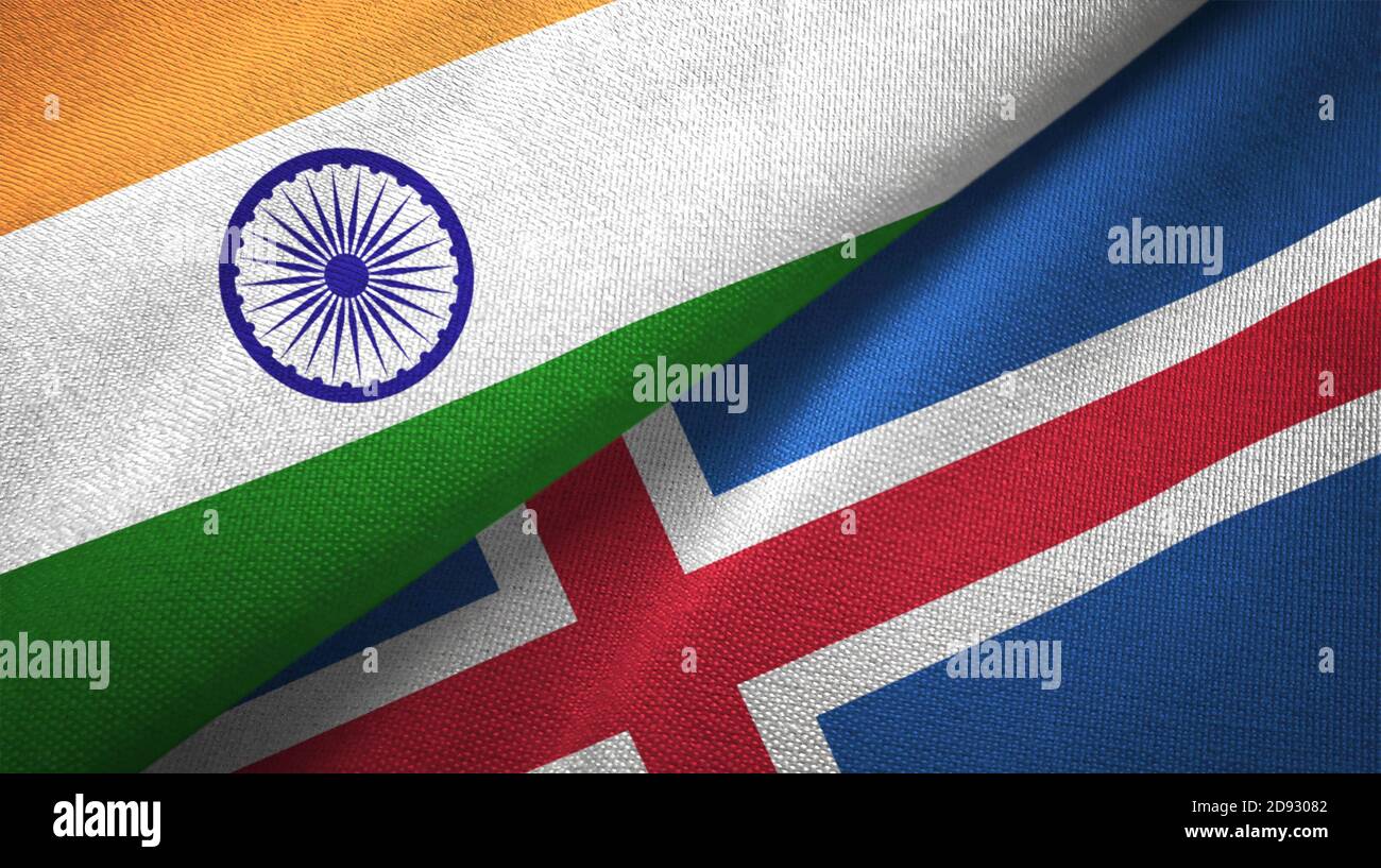 India and Iceland two flags textile cloth, fabric texture Stock Photo ...