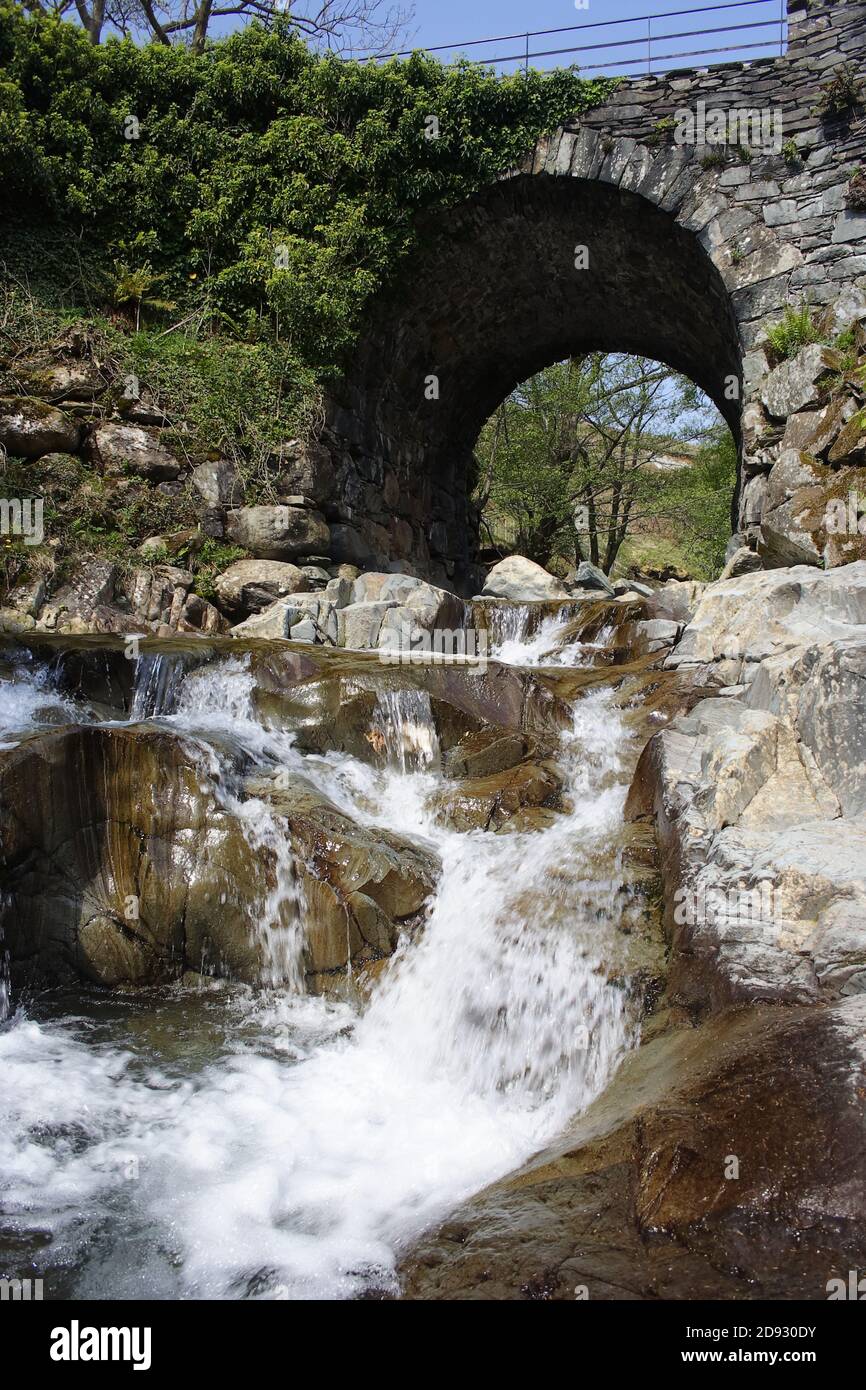 Miner's Bridge, Coppermines Valley, Coniston, Lake District Stock Photo ...