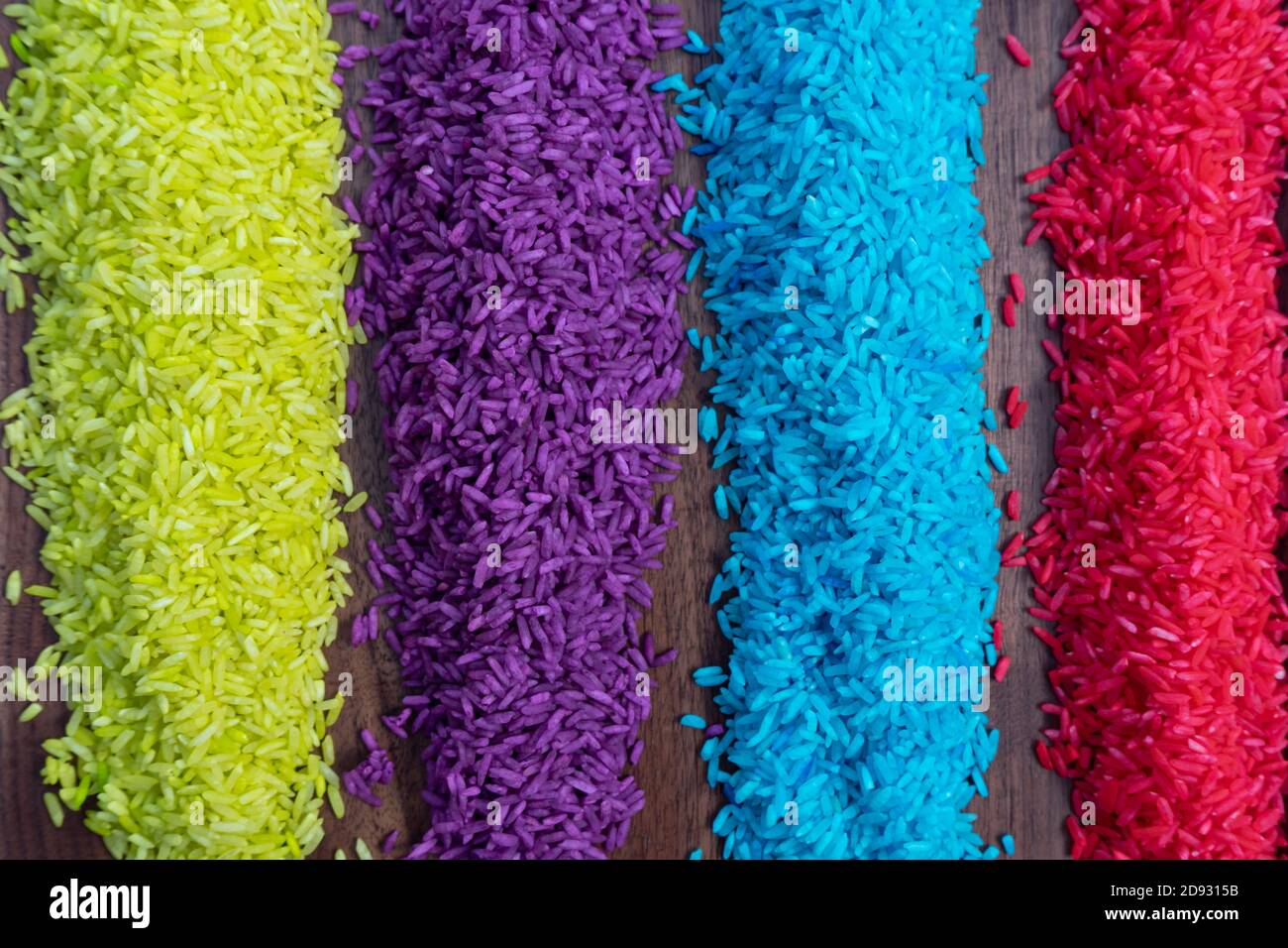 Bright colored rainbow rice for sensory bins. Kids crafts and ...